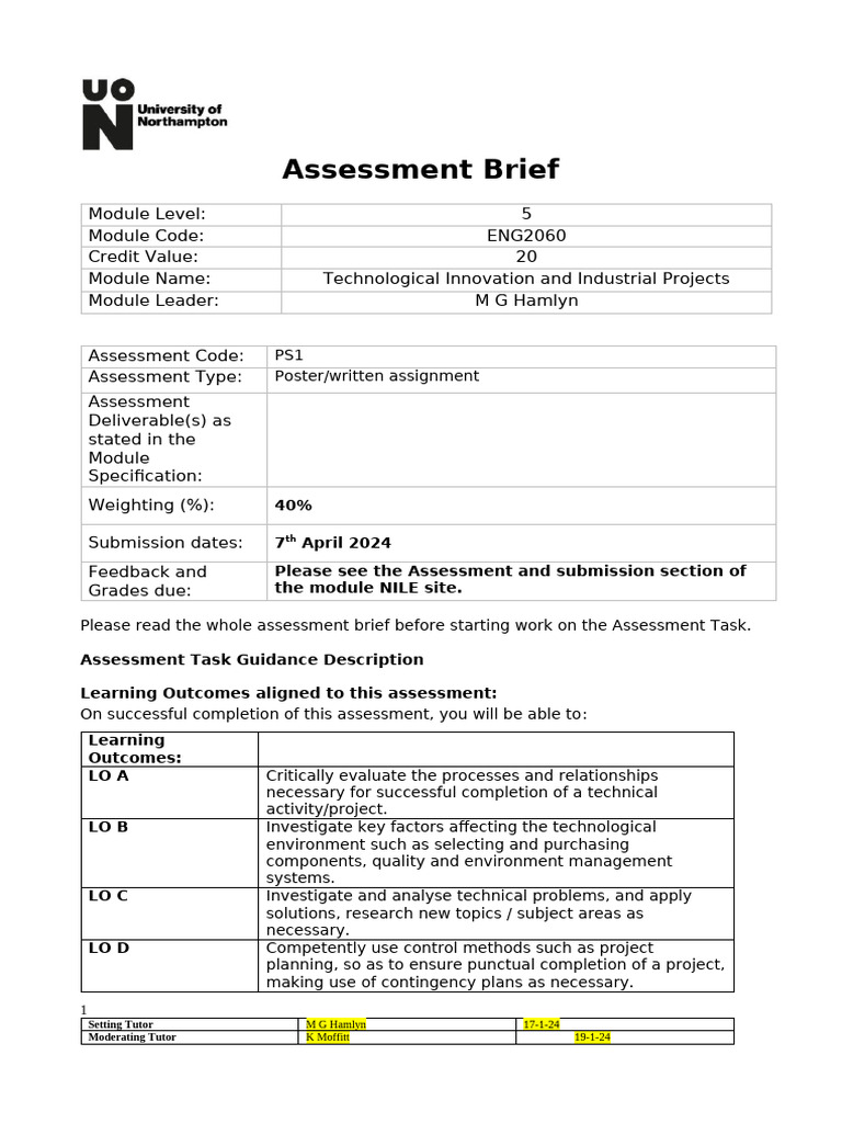 ENG2060 Assignment 1 Brief 2023-24 | PDF
