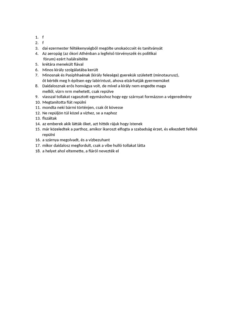 Daidalosz Es Ikarosz Vazlat | PDF