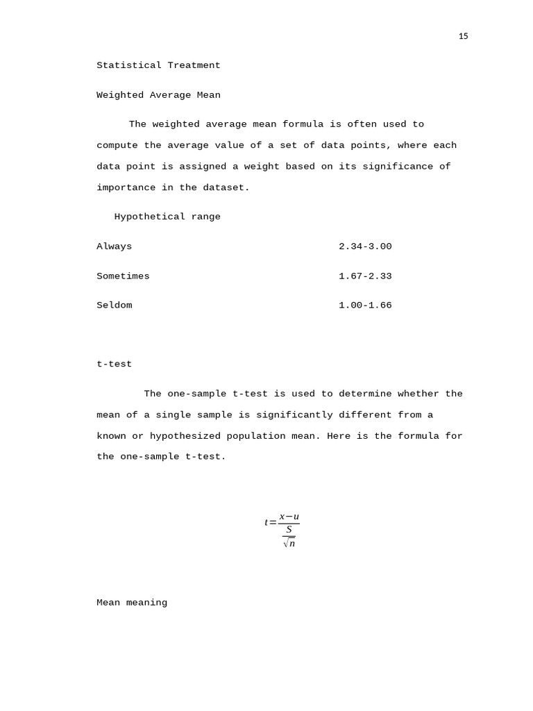 Statistical Treatment | PDF