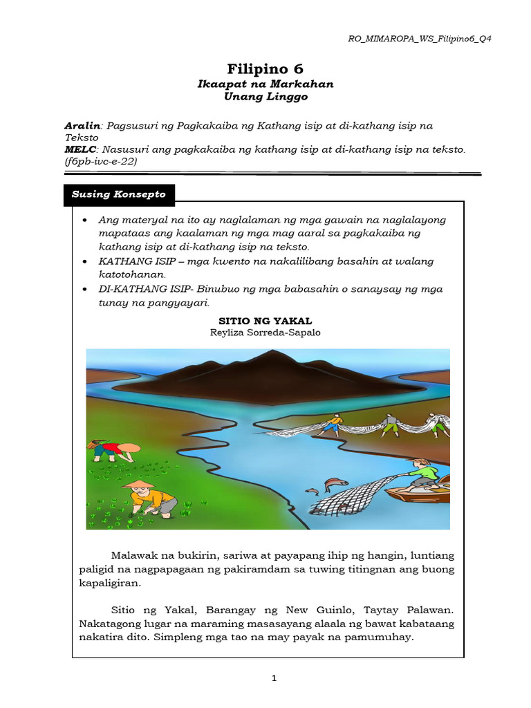 Filipino6WS - Q4 - Week 1 | PDF