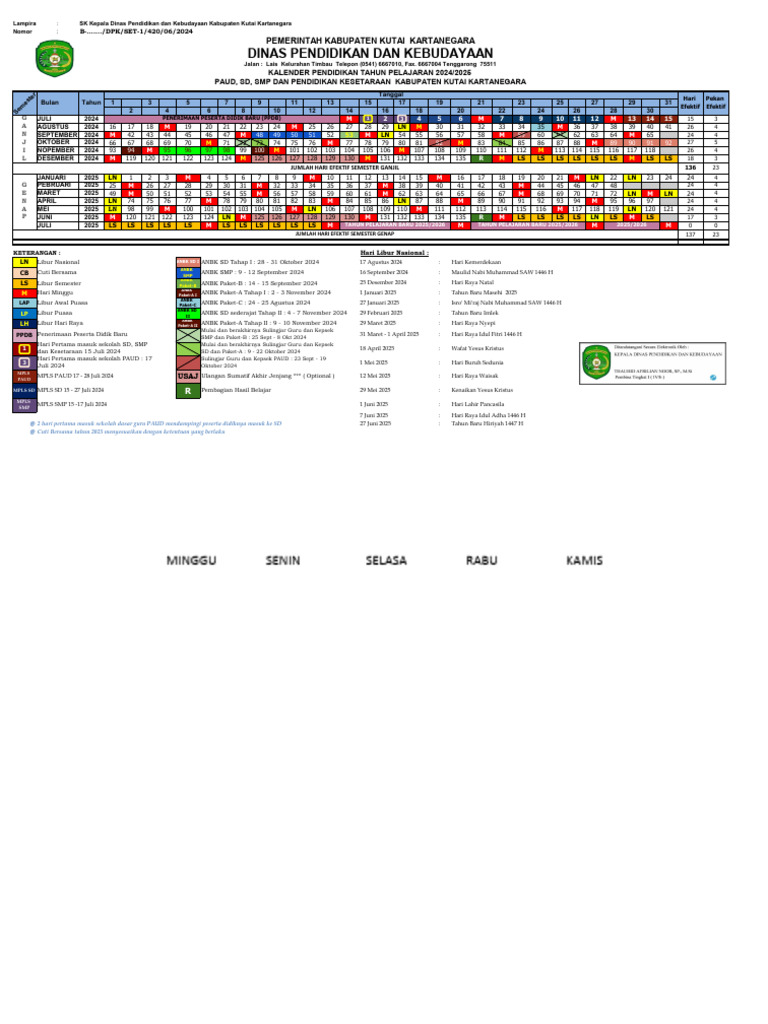 Draft Kalender Pendidikan | PDF