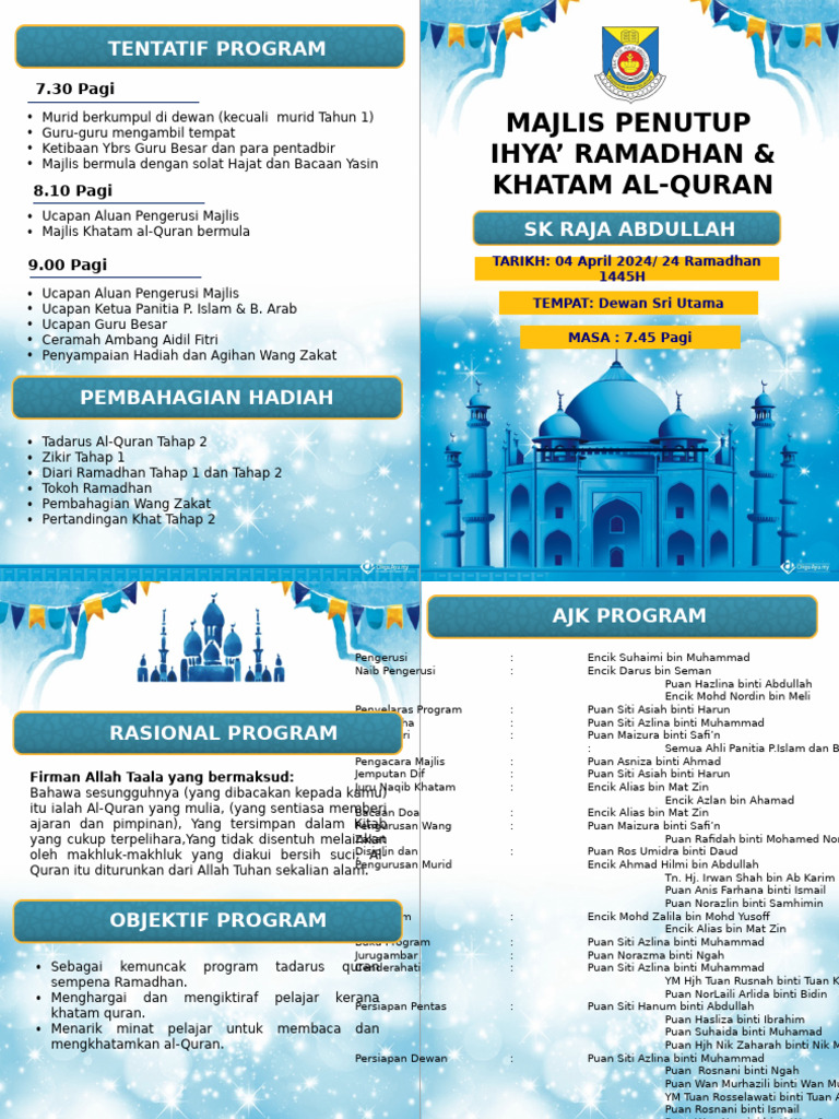 BUKU-PROGRAM-Majlis-Khatam-Al-Quran Skra | PDF