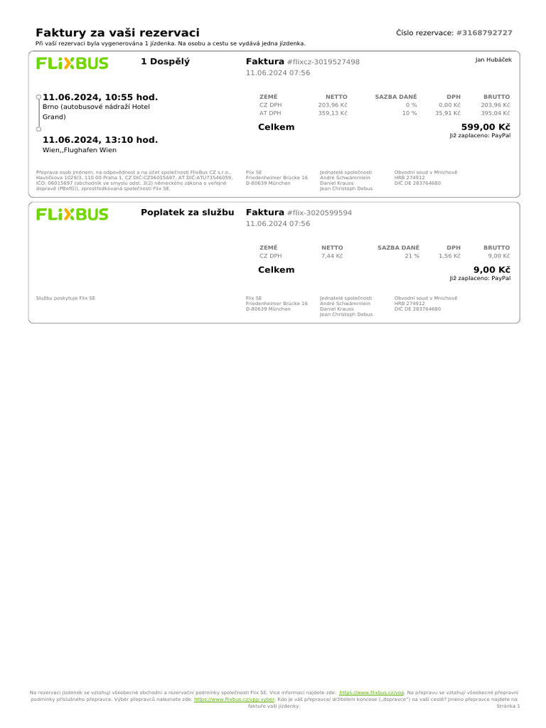 Flix Bus Invoice-3168792727 | PDF