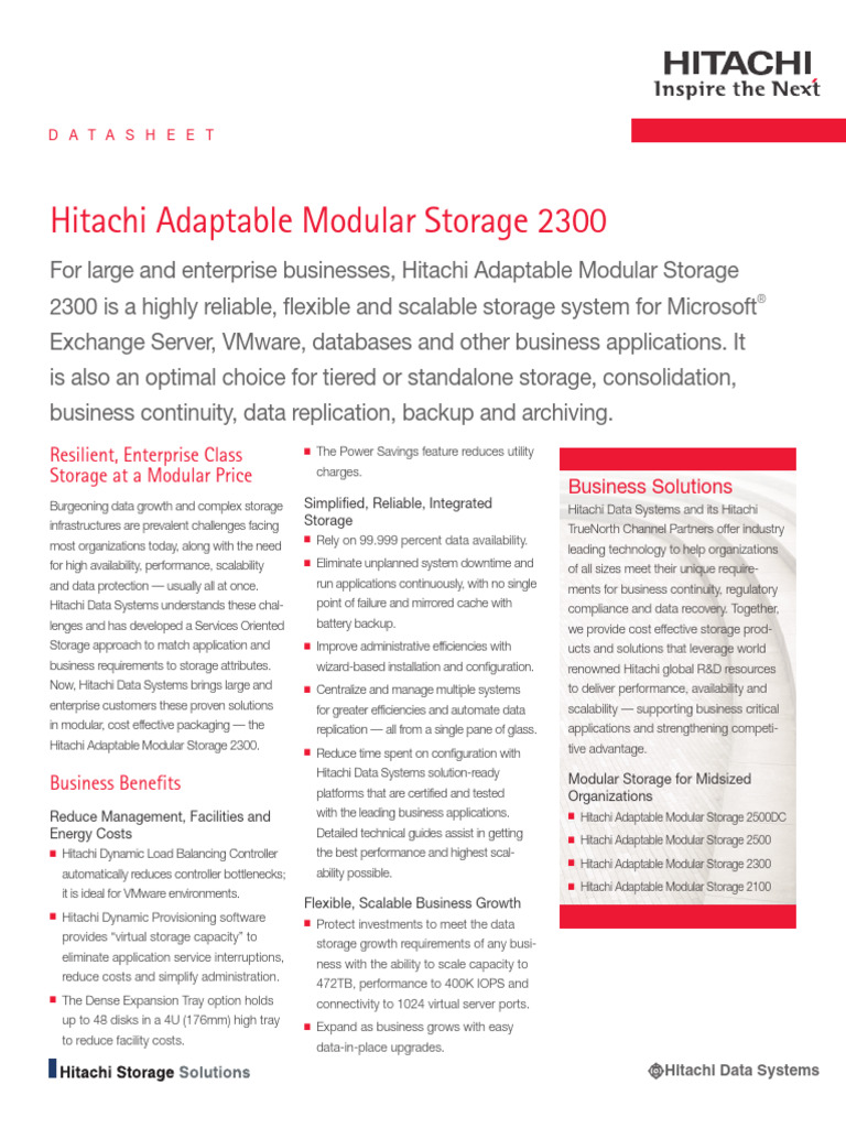Hitachi Adaptable Modular Storage 2300: Resilient, Enterprise Class ...
