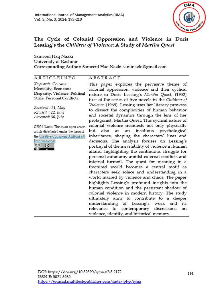 9 The Cycle of Colonial Oppression and Violence | PDF