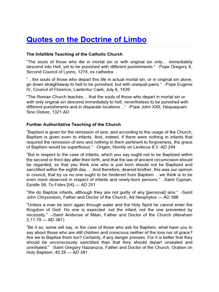 Quotes On The Doctrine of Limbo | PDF