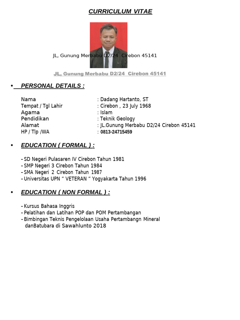 CV - MR Dadang Hartanto-31 | PDF | Science & Mathematics