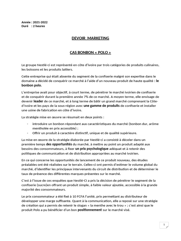 Devoir Marketing | PDF