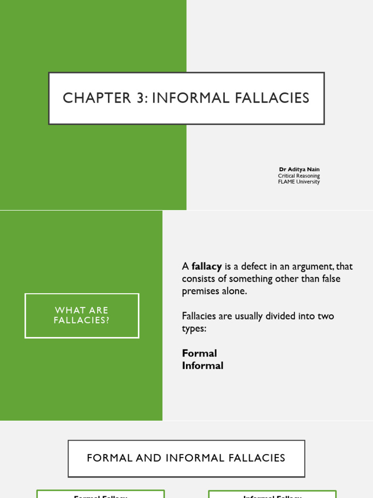 Logic - Chapter 3 - Informal Fallacies (FLAME) | PDF
