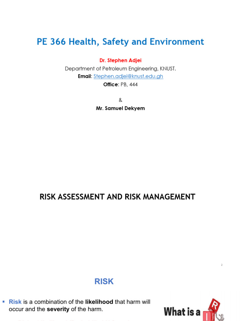 5 Lecture 5 - Risk Assessment and Risk Management | PDF