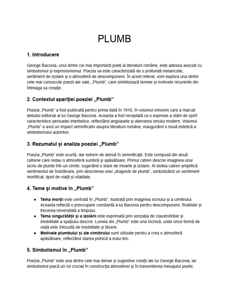 Bacovia - Plumb | PDF | Poesía | Clásicos