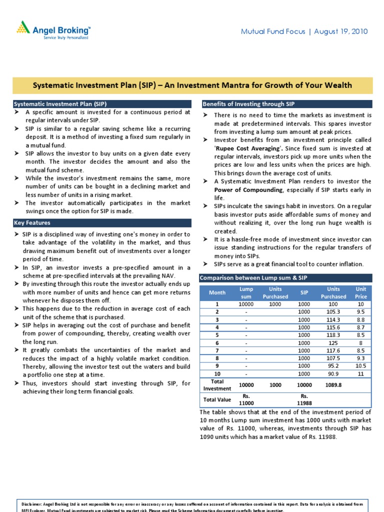Systematic Investment Plan (SIP) - An Investment Mantra For Growth of ...