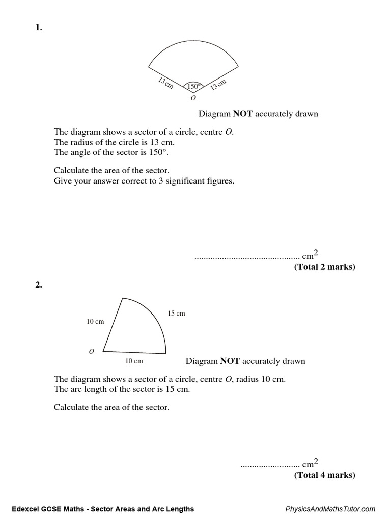 Sector Areas And Arc Lengths Qp Pdf