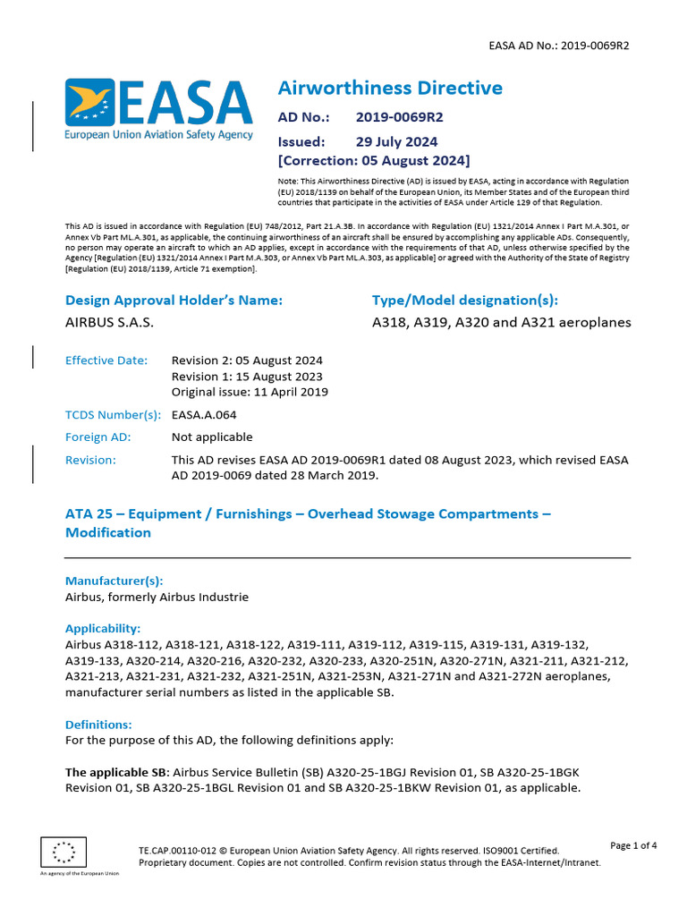 Easa Ad 2019-0069R2 1 | PDF