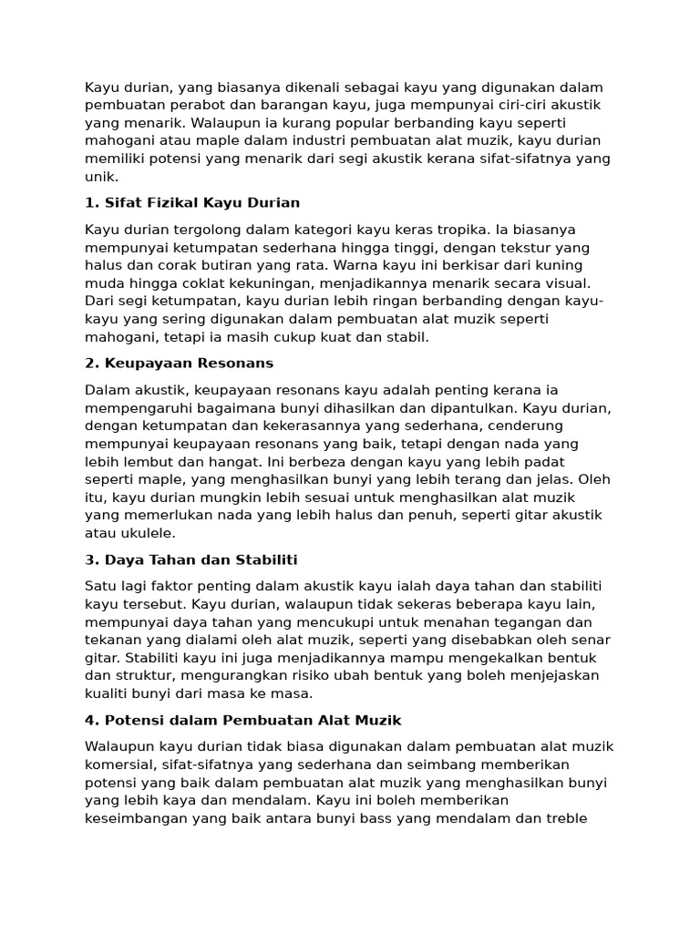 Akustik Kayu Durian | PDF
