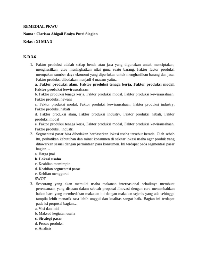 PKWU Clarissa Siagian | PDF