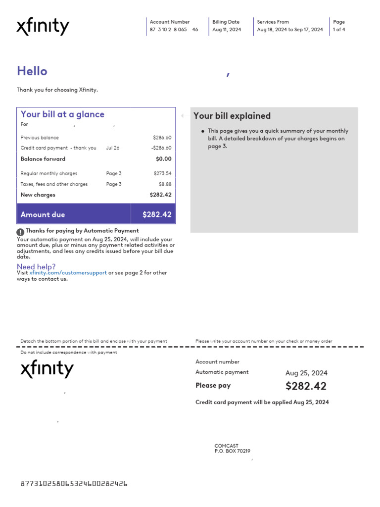 Xfinity Statement | PDF