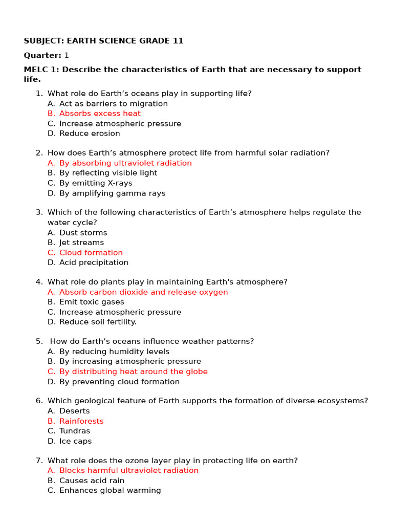 Earth Science Quarter 1 1 | PDF