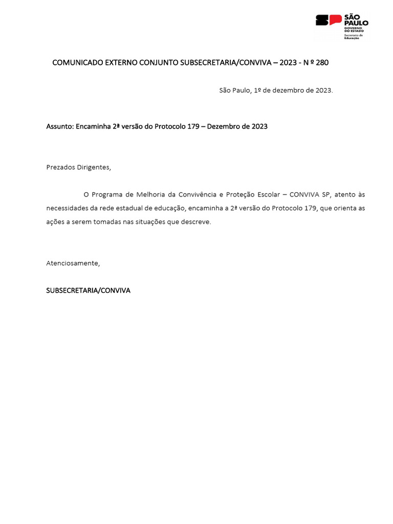 Protocolo 179 - Conviva | PDF