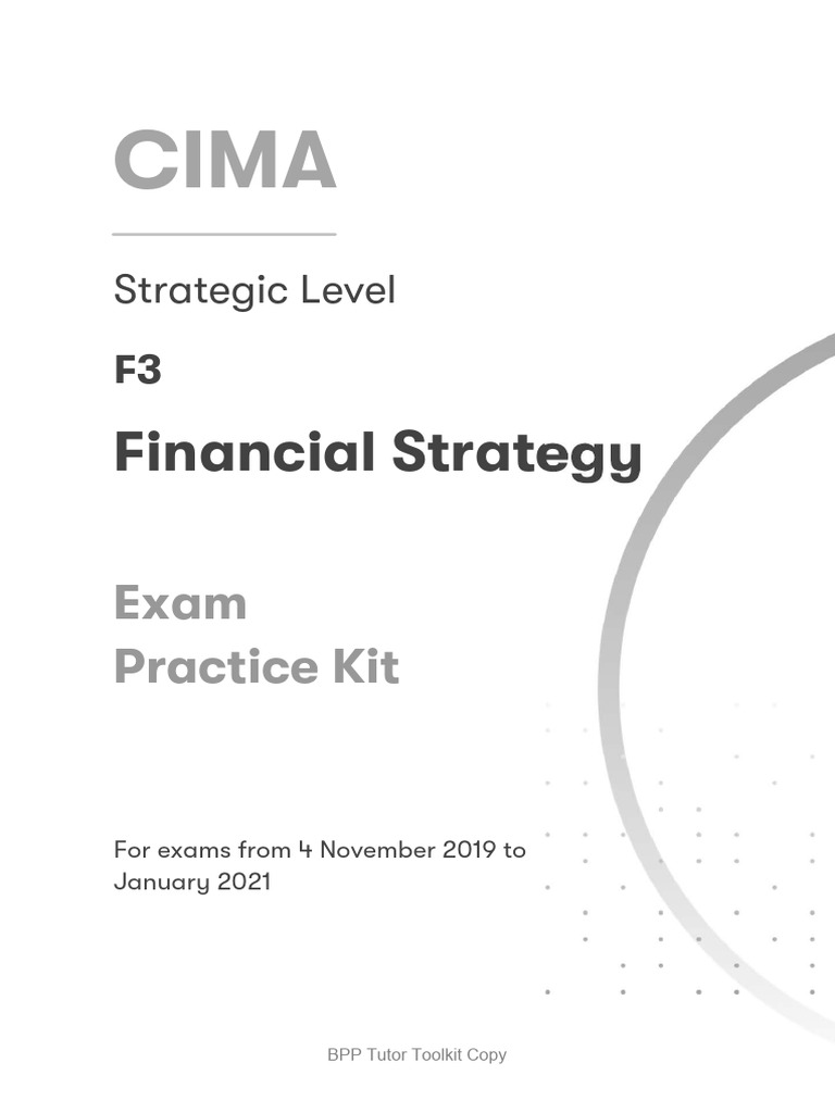CIMA BPP F3 - Exam Practice Kit - 2019 - Toolkit | PDF