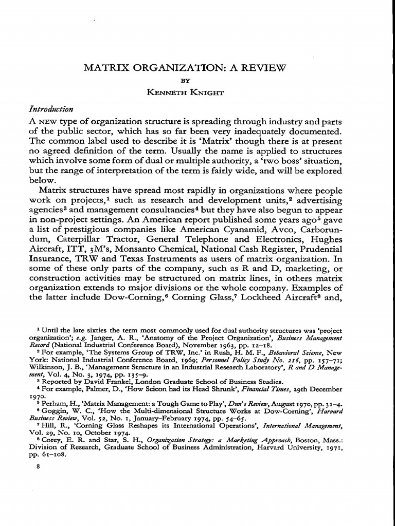 Matrix Organisation A Review | PDF
