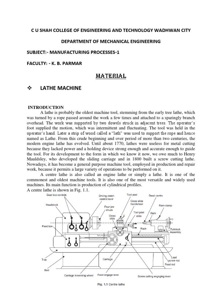 Lathe Machine: Material | PDF | Machining | Equipment