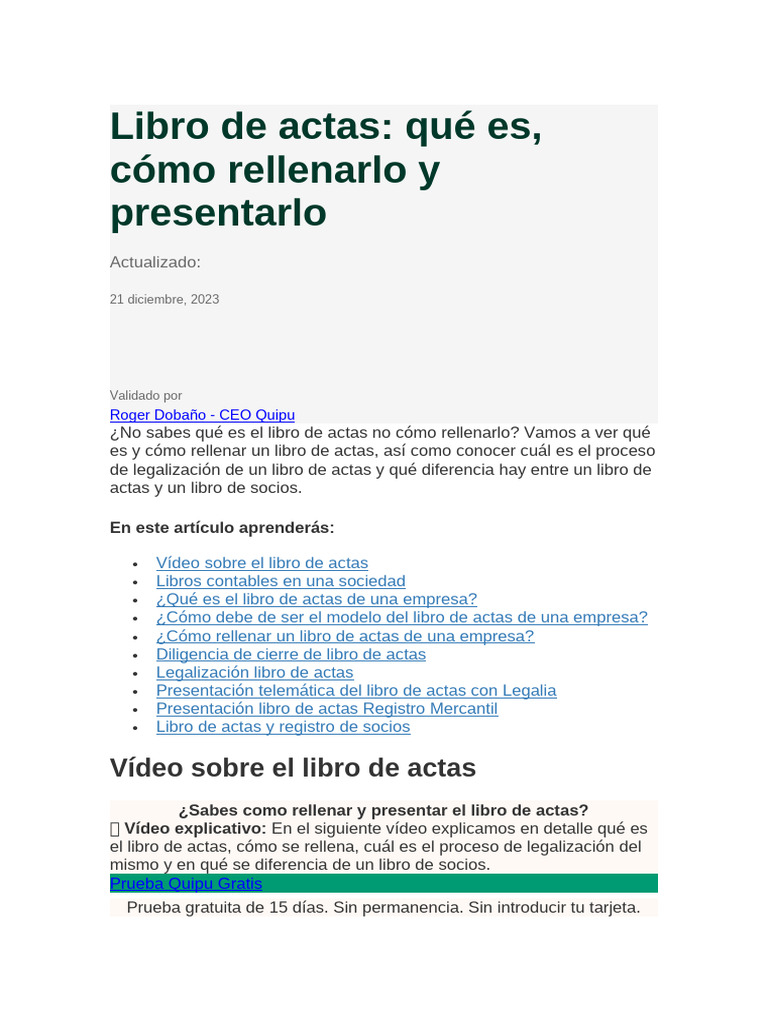 Libro de Actas | PDF