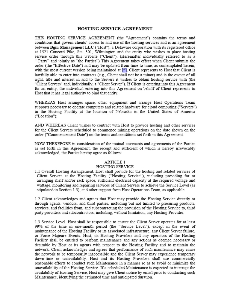 Hosting Service 1 - V1.1 | PDF