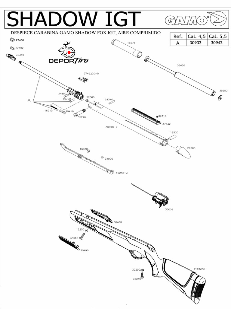 Despiece y Repuestos Carabina Gamo Shadow IGT | PDF