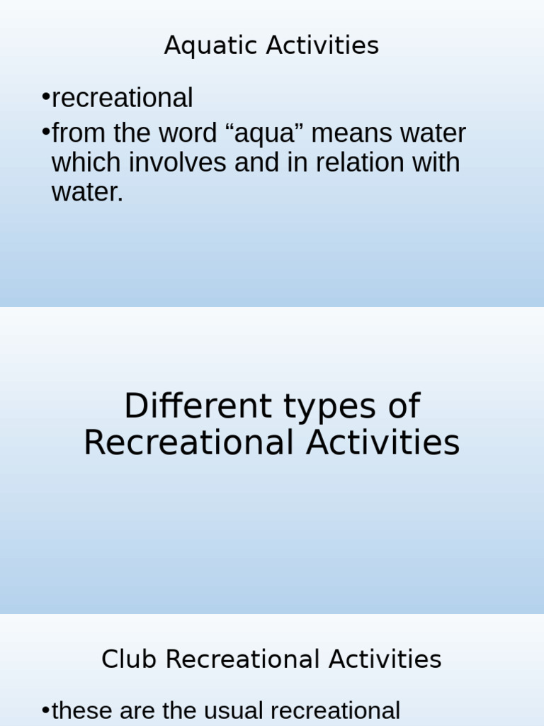 Aquatic Activities | PDF