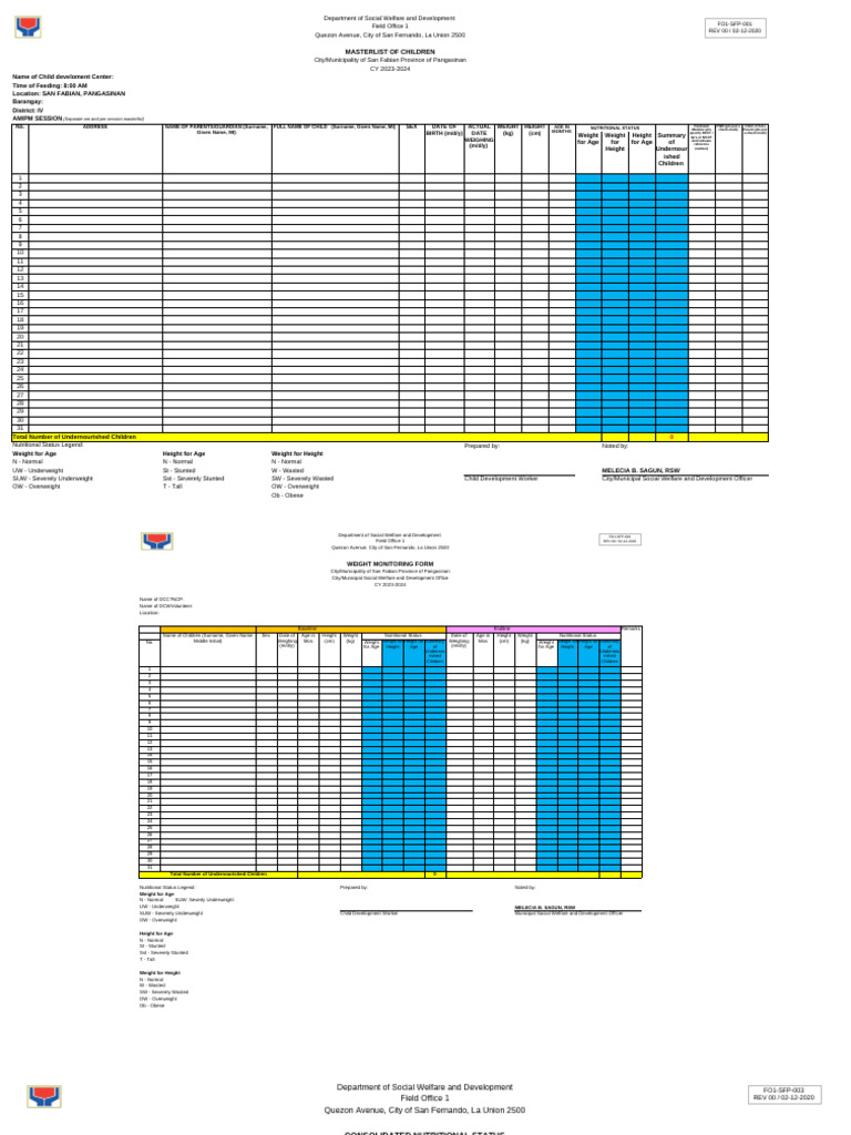 Weighing Form Blank | PDF