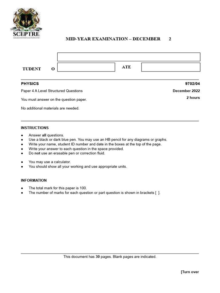 A2 Physics 9702 Paper 4 Final | PDF | Gases | Capacitance