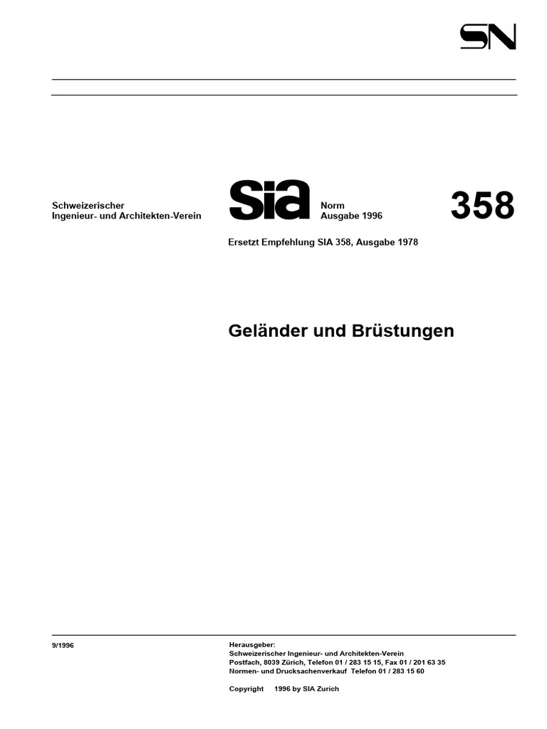 SIA-358_Norm_Geländer-und-Brüstungen_1996 | PDF
