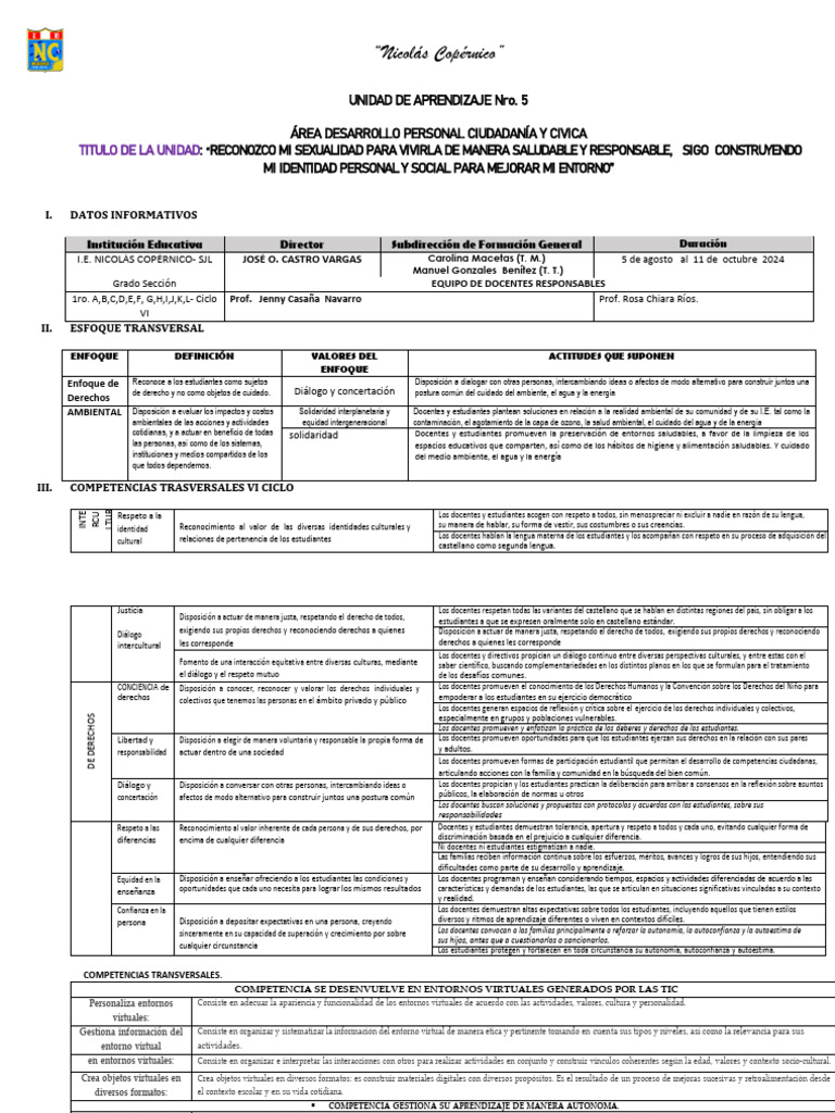 V Unidad DPCC 1ro | PDF