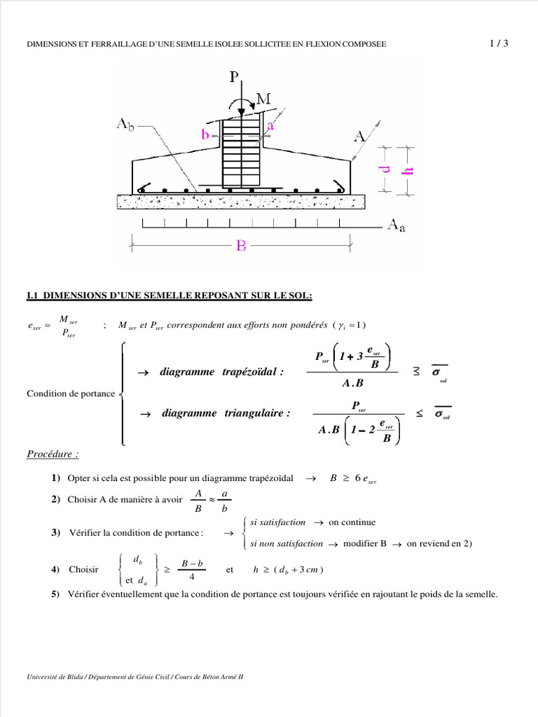Dokumen - Tips - Semelle Isolee Sollicitee en Flexion Composee | PDF