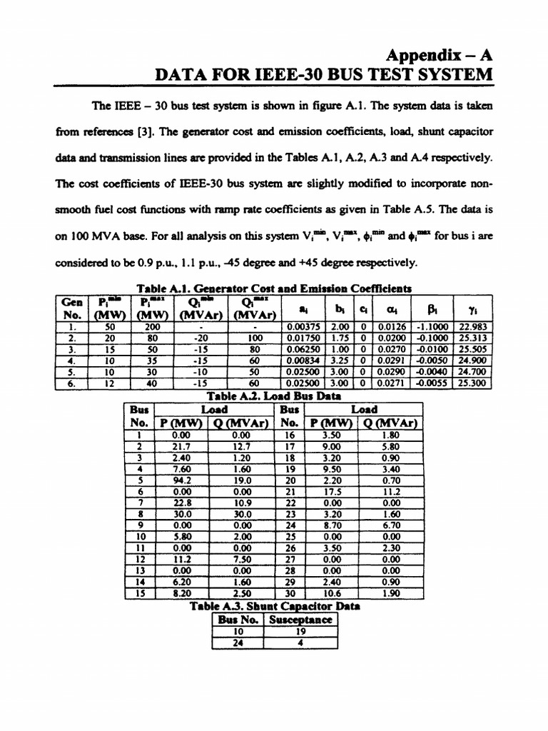 IEEE30 Bus System DATA2 | PDF