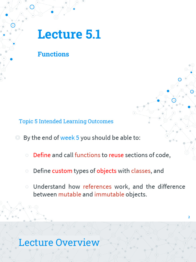 Lecture 5.1 - Functions | PDF