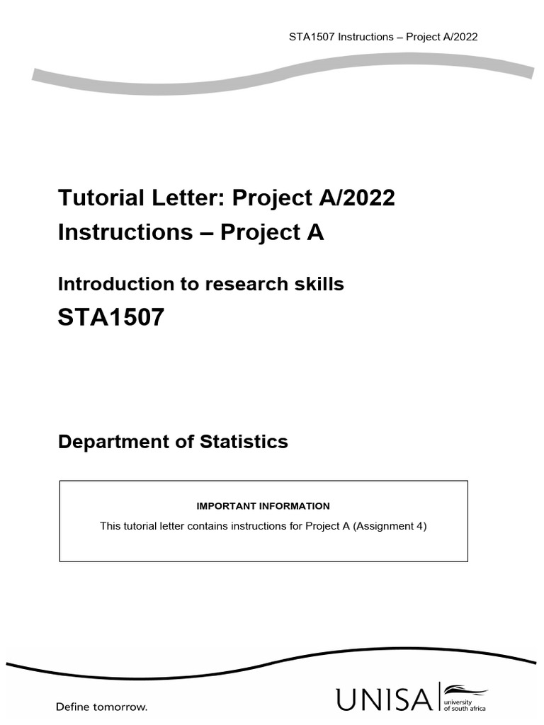 STA1507 Instructions - Research Project A | PDF