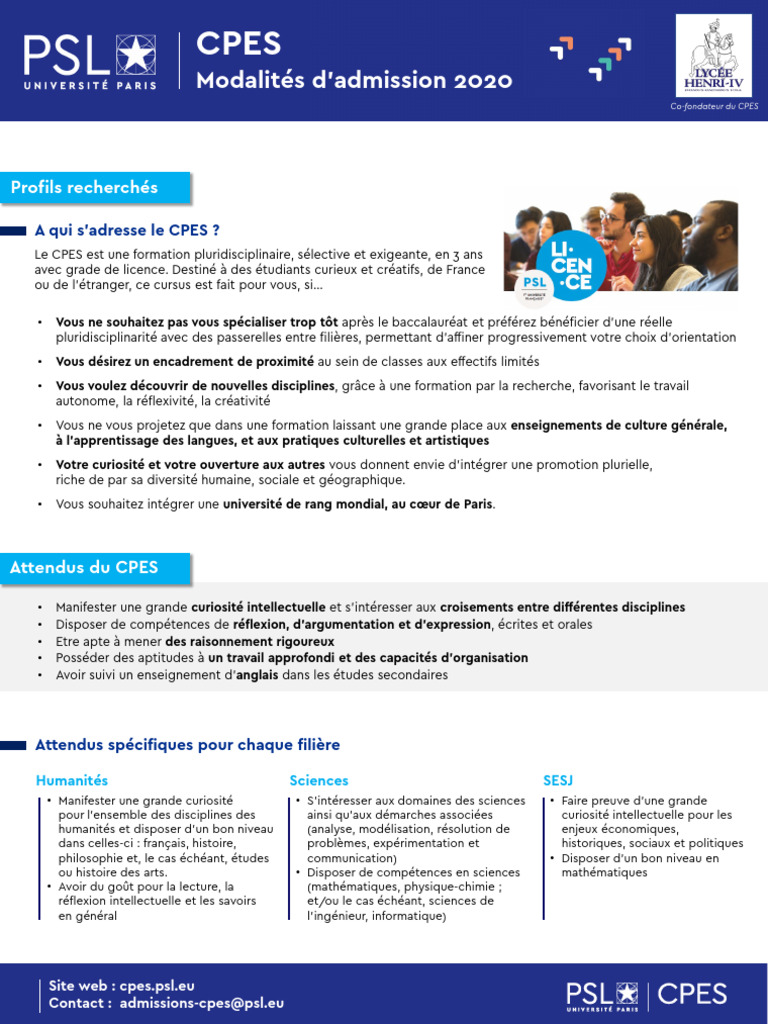 Fiche Candidater Au CPES - 2020 VF | PDF