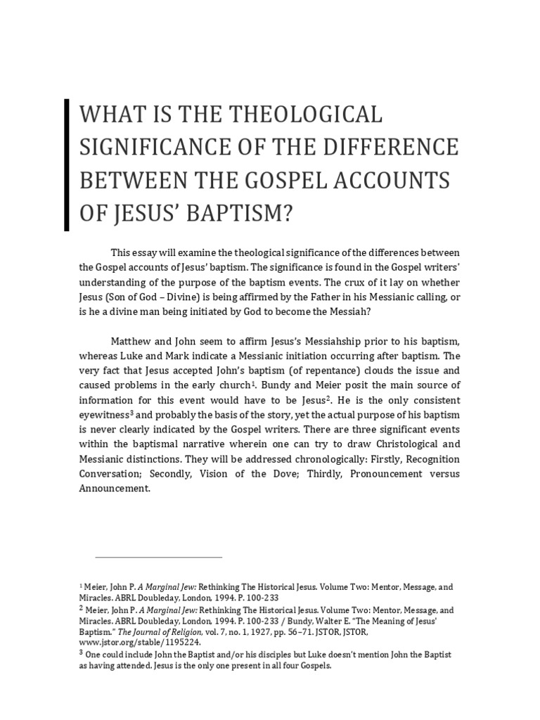 Gospel Differences in Jesus' Baptism | PDF | Jesus | John The Baptist