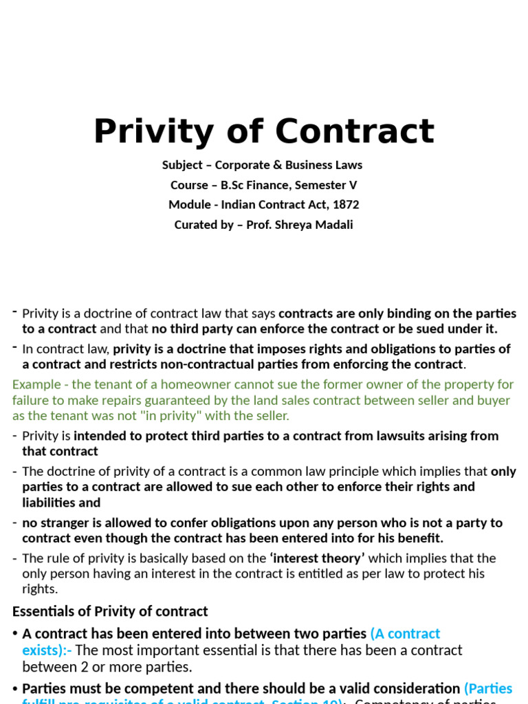 Session 5 - Privity of Contracts | PDF