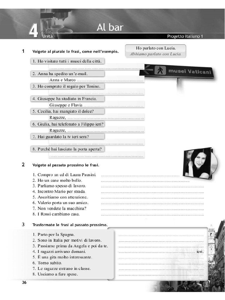 Nuovo Progetto Italiano 1-Unit 4 Exercises | PDF