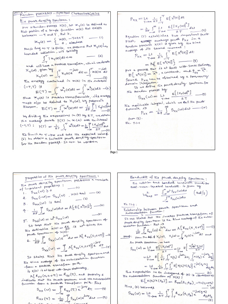 Unit-V - Random Process-Spectral Characteristics (3 Files Merged) | PDF