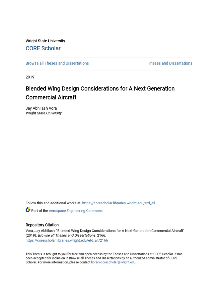 Blended Wing Design Considerations For A Next Generation Commerci | PDF ...