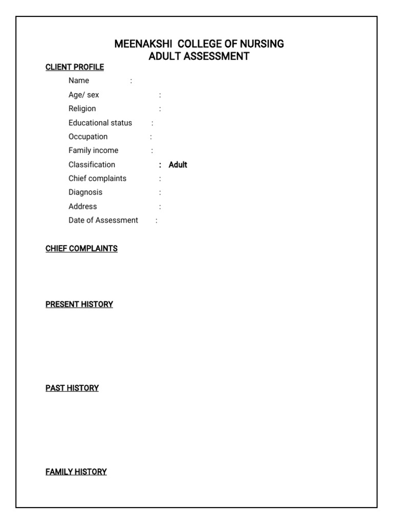Adult Assessment | PDF