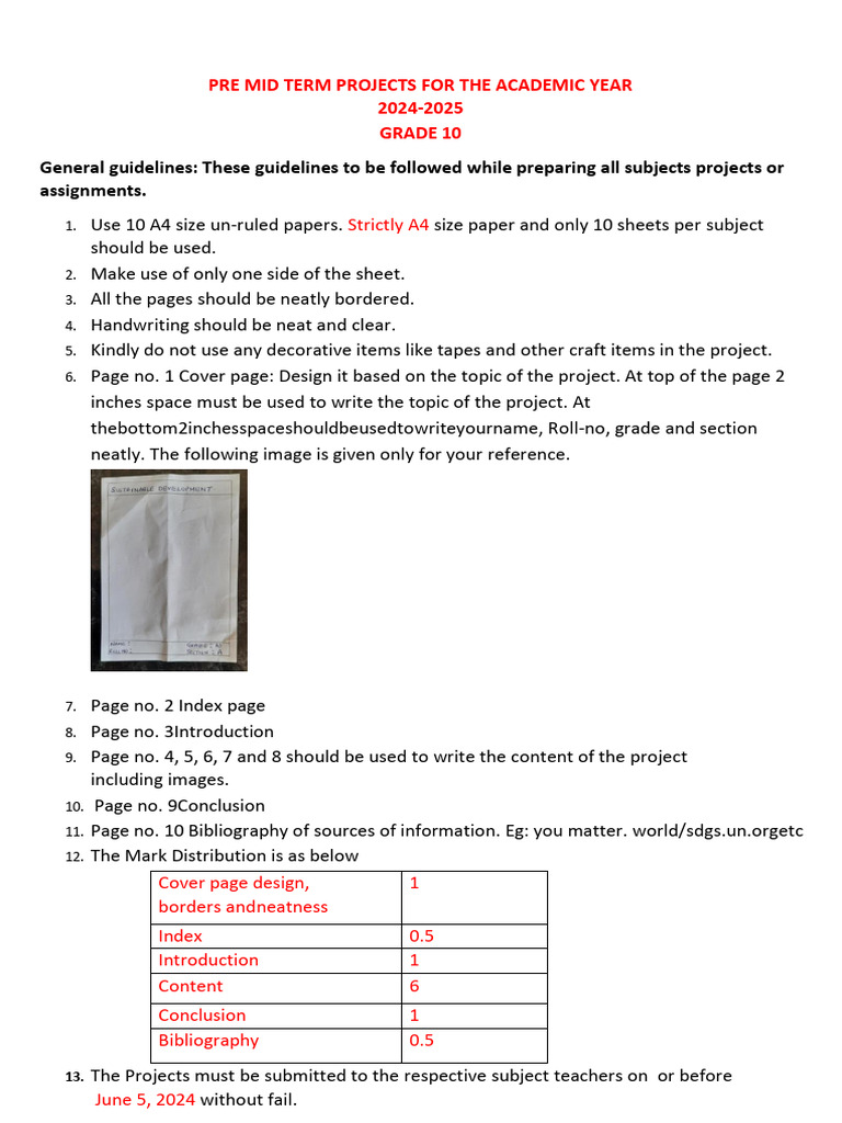 Grade 10 Projects 2024-25 | PDF