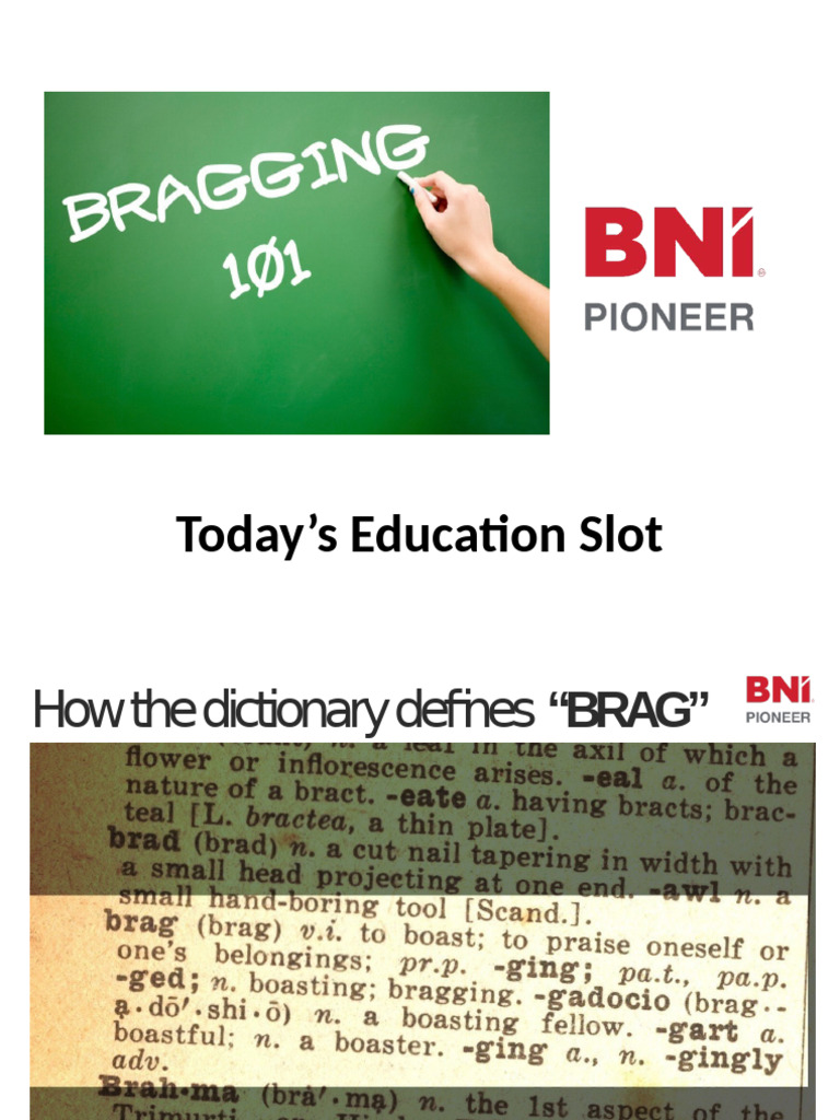 BNI Education Slot: Mastering BRAG | PDF