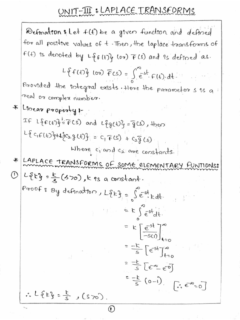 R23 - Ode&vc - Unit-Iii - Laplace Transforms | PDF