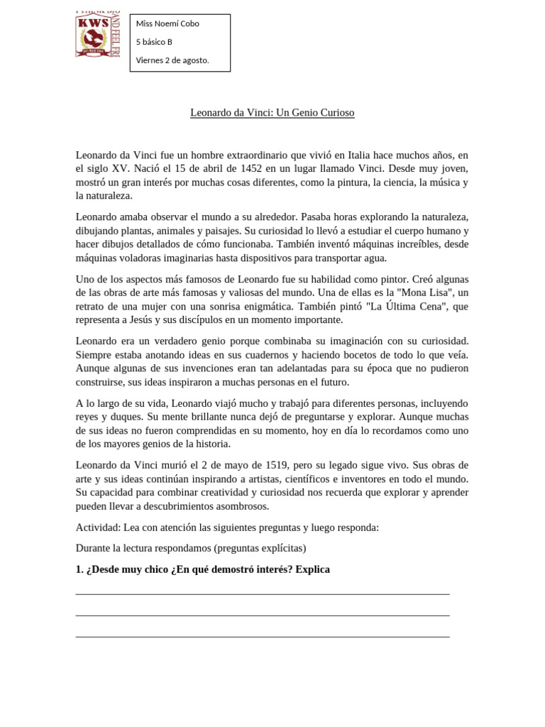 Leonardo Da Vinci 5b | PDF