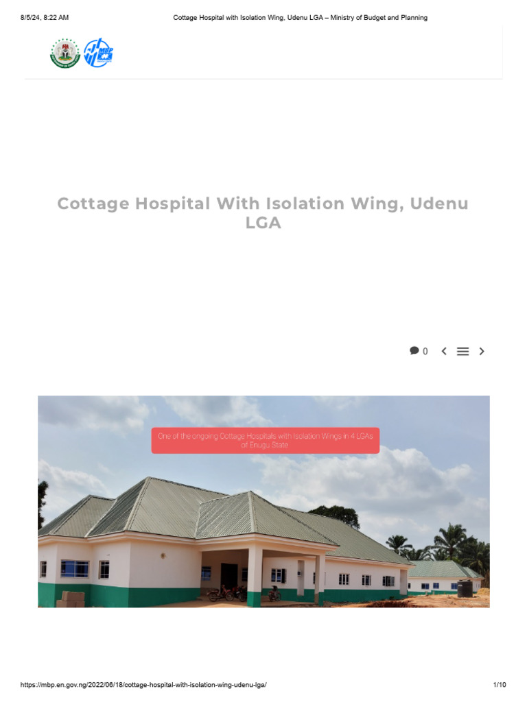 Cottage Hospital With Isolation Wing, Udenu LGA – Ministry of Budget ...